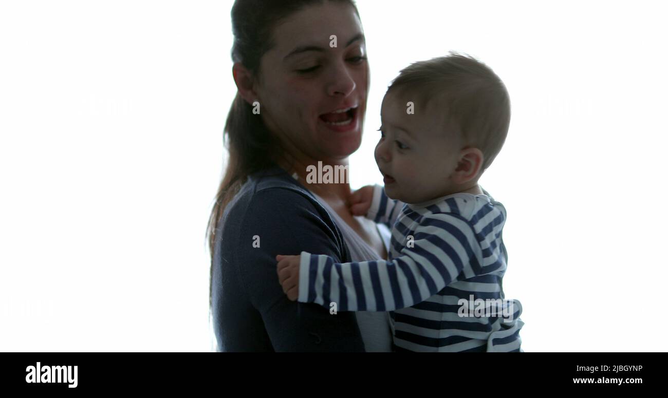 Mother and baby infant love and care relationship. Mom holding toddler ...