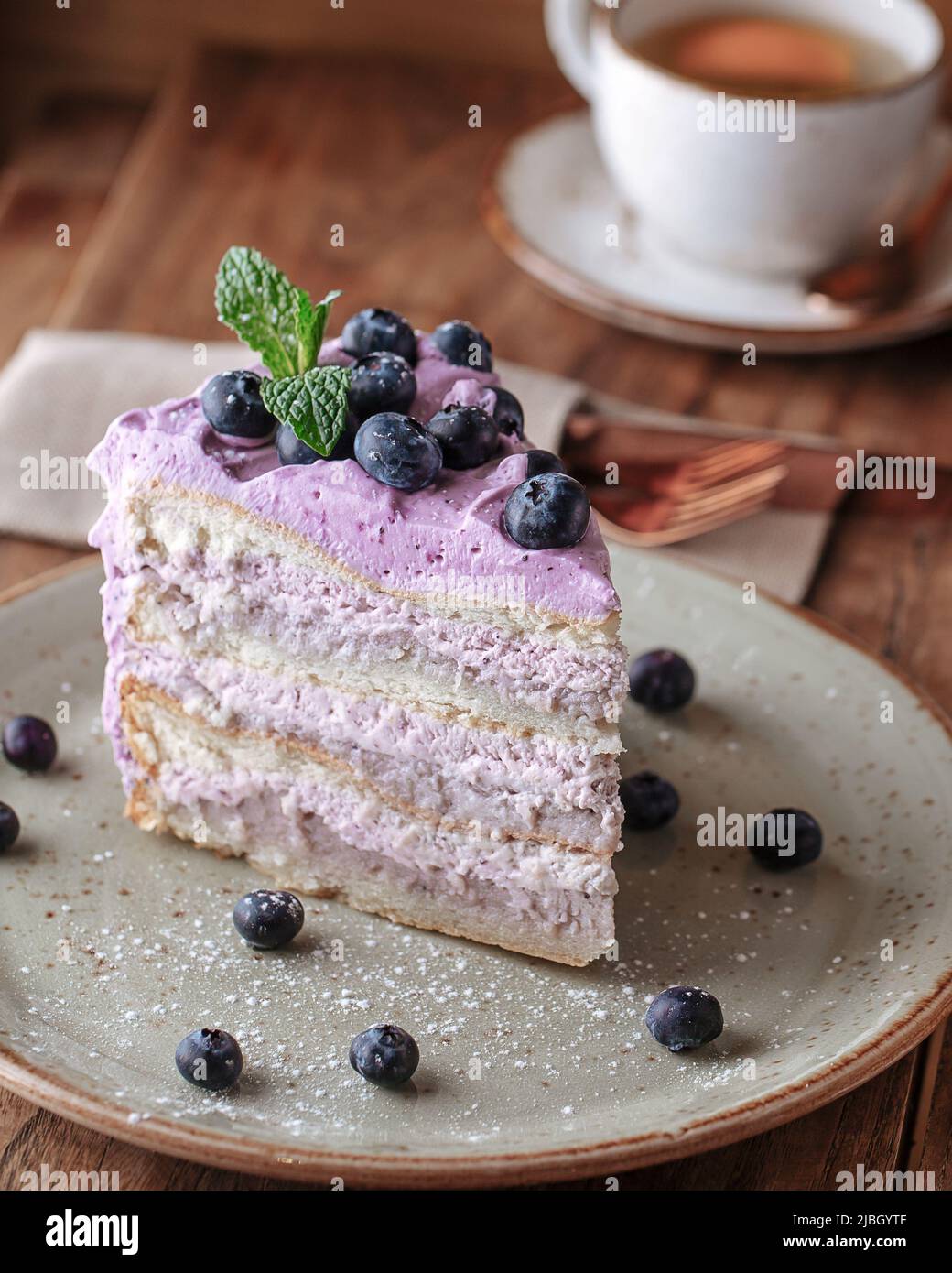 Delicious slice blueberry cake hi-res stock photography and images - Alamy