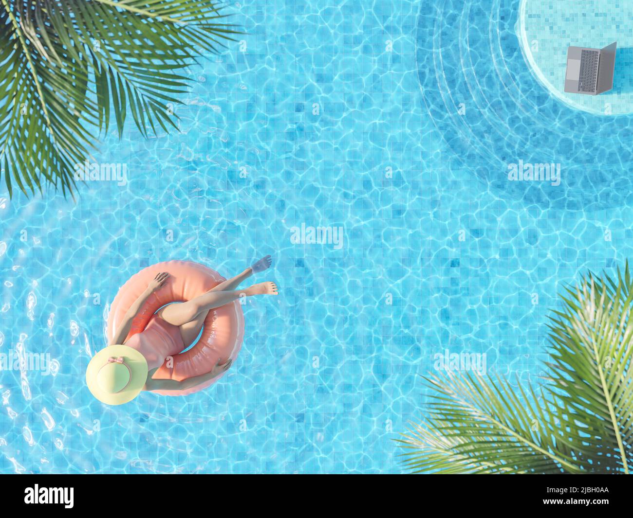 Woman pool inflatable laptop hi-res stock photography and images - Alamy