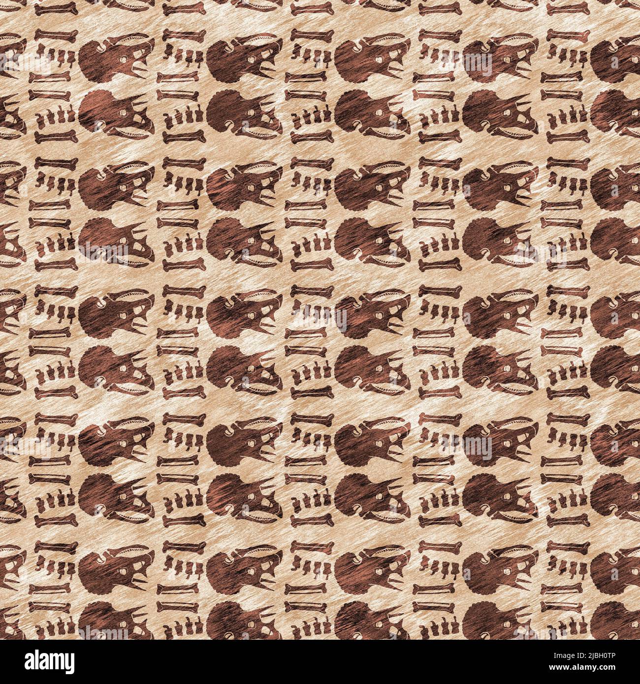 Brown hand drawn triceratops dinosaur seamless pattern. Gender Neutral ...