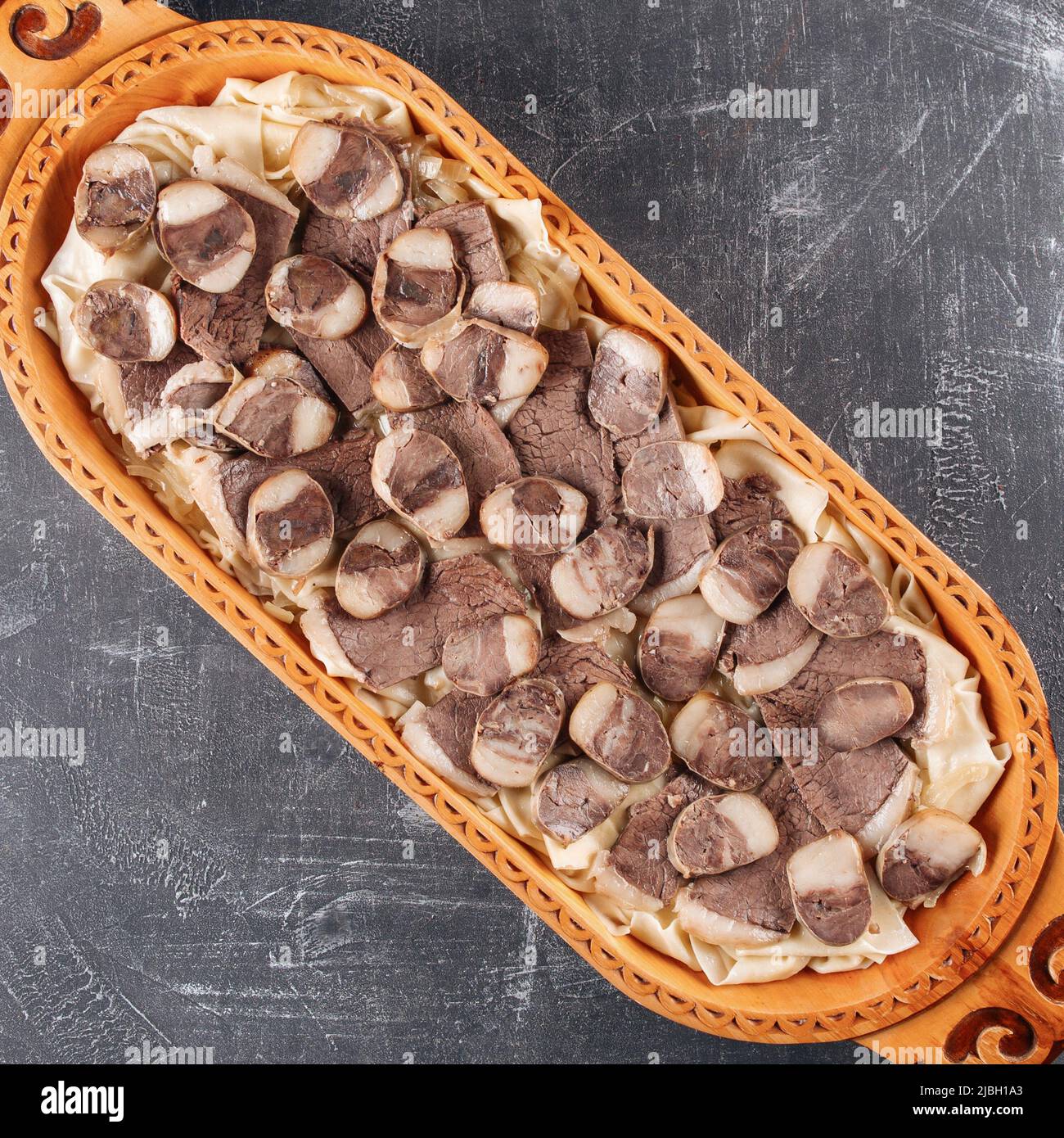Kazakh national dish beshbarmak Stock Photo - Alamy