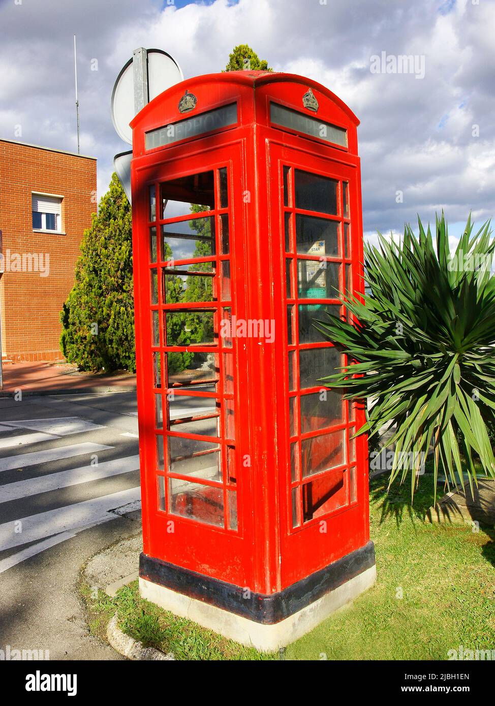 English-style phone booth at Sabadell airport, Barcelona, Catalunya ...