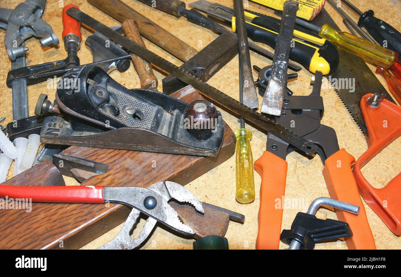Assorted tools for DIY work Stock Photo - Alamy