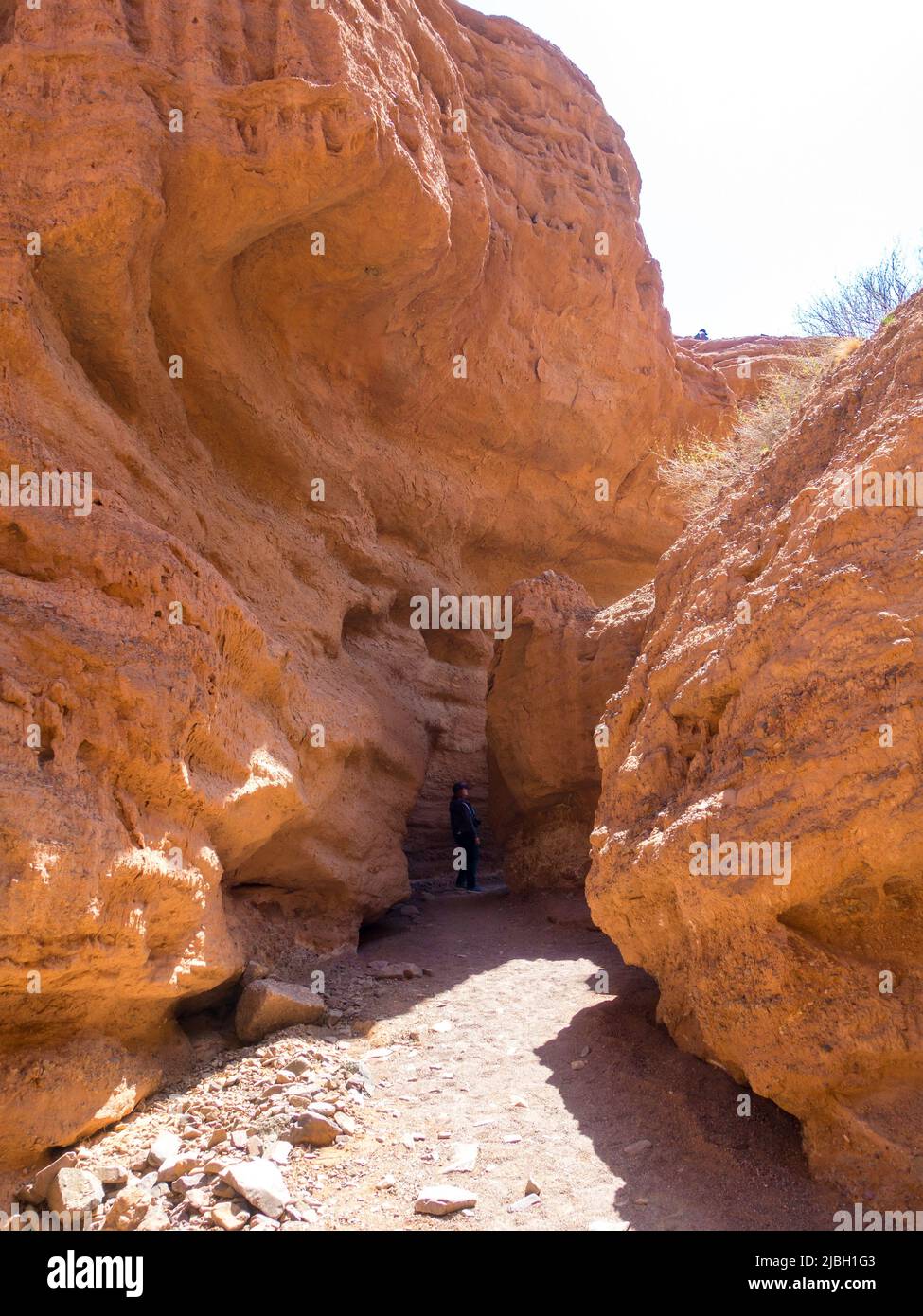 Red rocks and a passage between rocks. Clay canyons. Issyk-Kul region ...