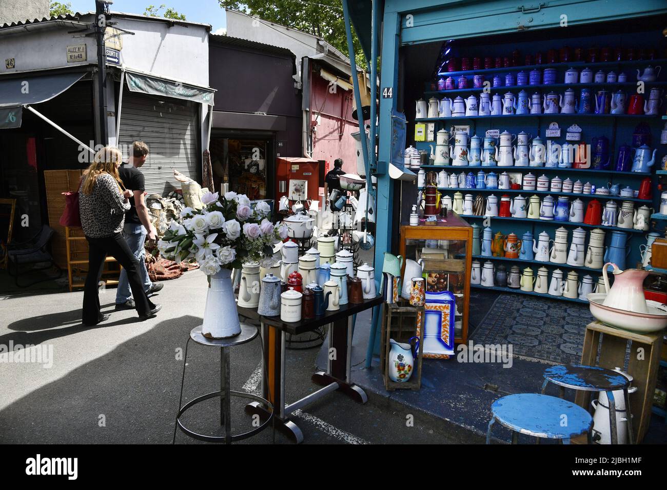 Antiques on display at Marché aux Puces de Saint-Ouen Flea Market - Paris - France Stock Photo ...