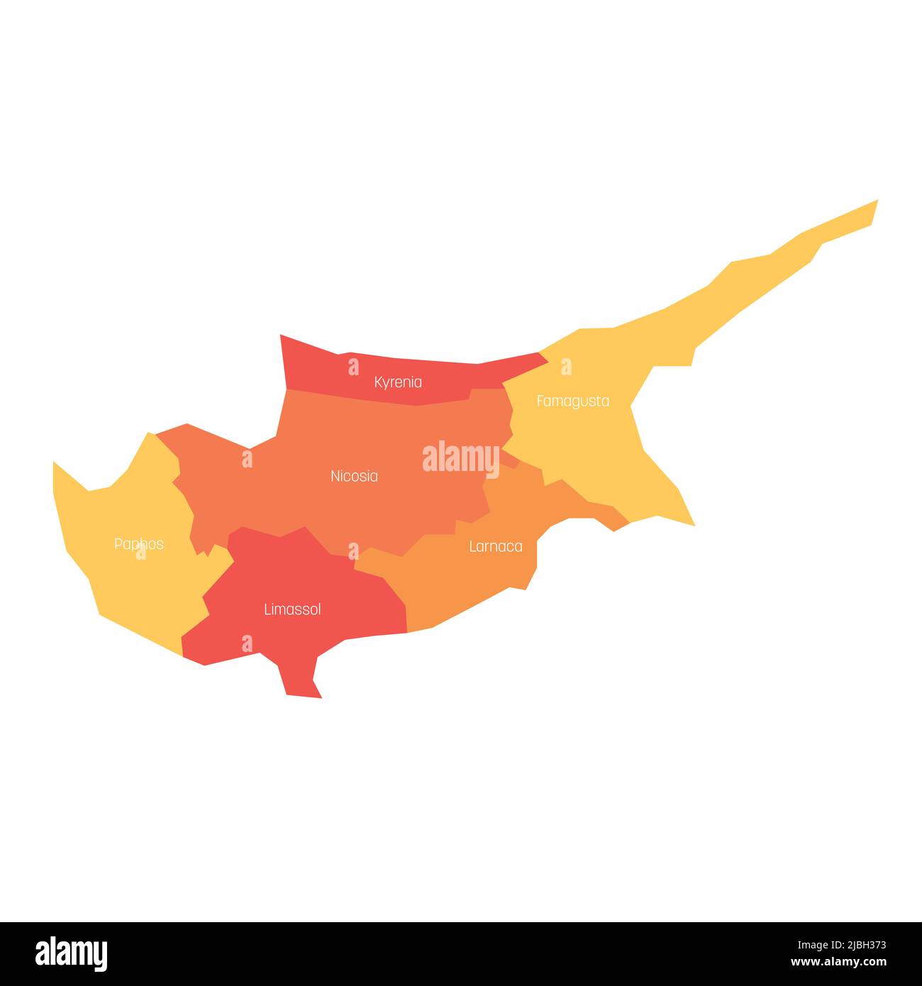 Cyprus - administrative map of districts Stock Vector Image & Art - Alamy