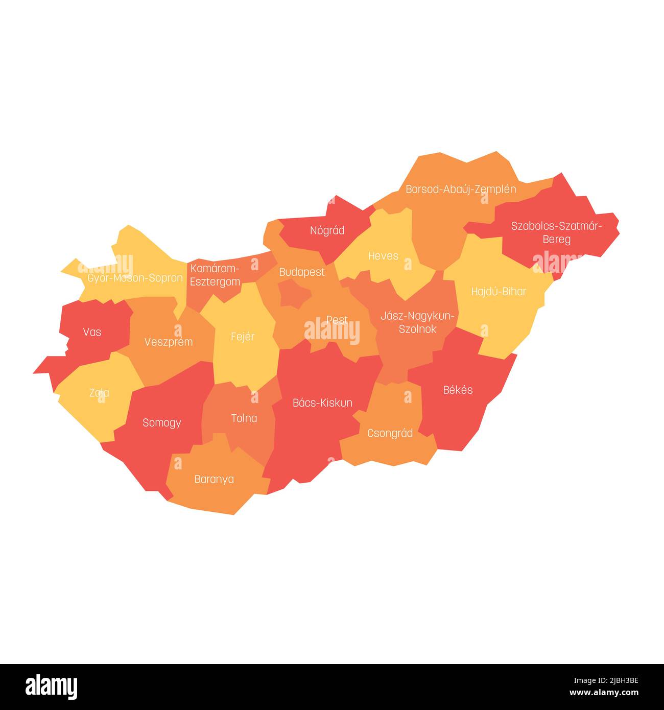 Hungary - administrative map of counties Stock Vector Image & Art - Alamy