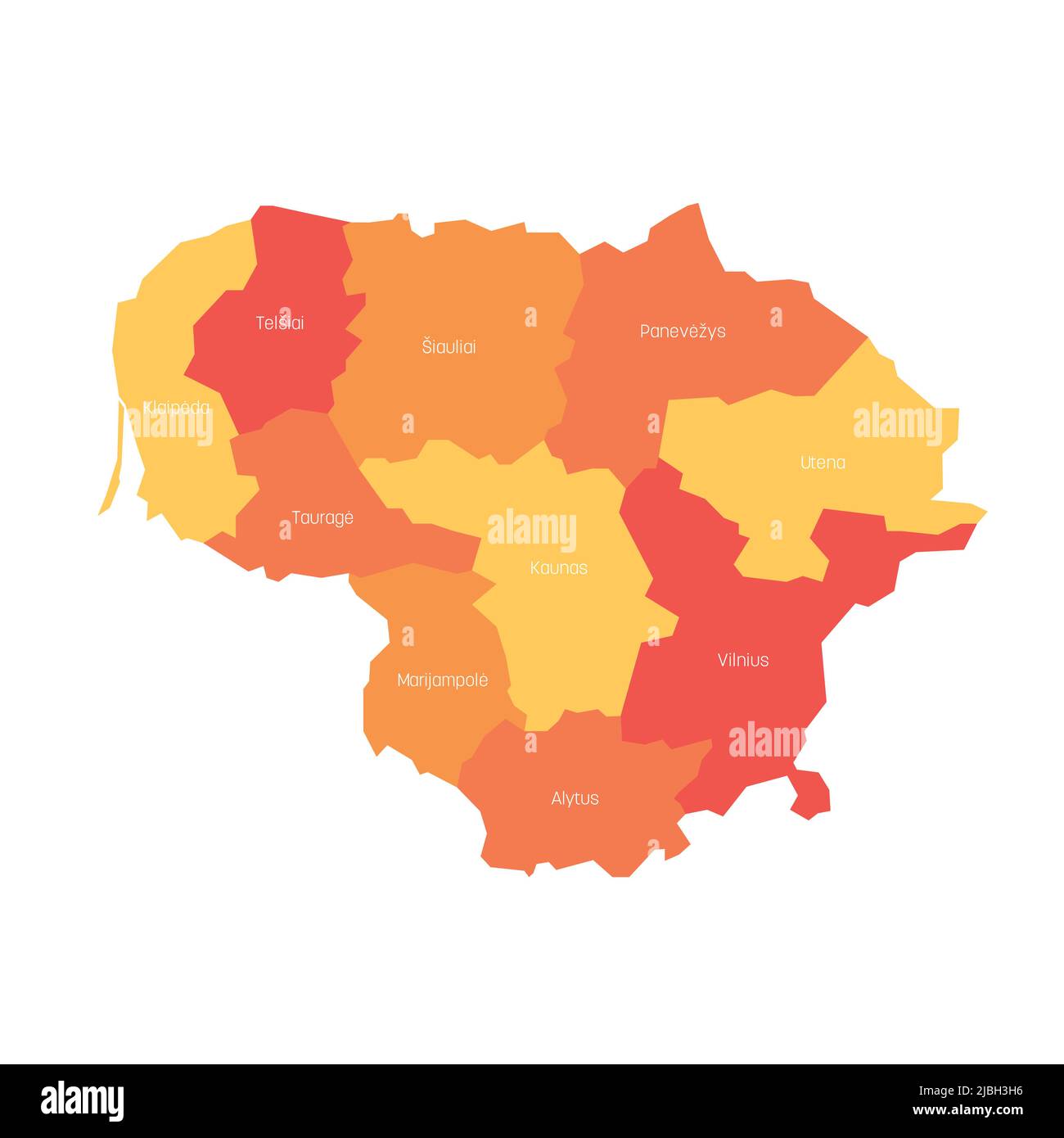 Lithuania - administrative map of counties Stock Vector Image & Art - Alamy