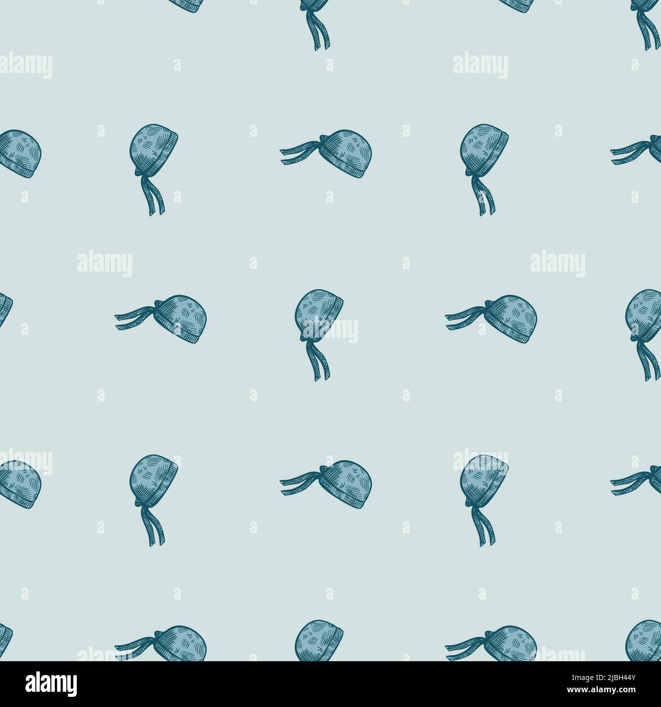 Bandana chef hat seamless pattern engraving. Vintage cooking background ...