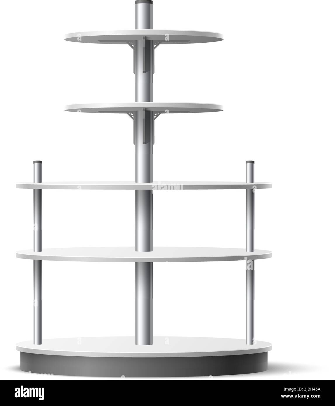 Empty shelving stand. Realistic shopping round shelves. Supermarket and ...