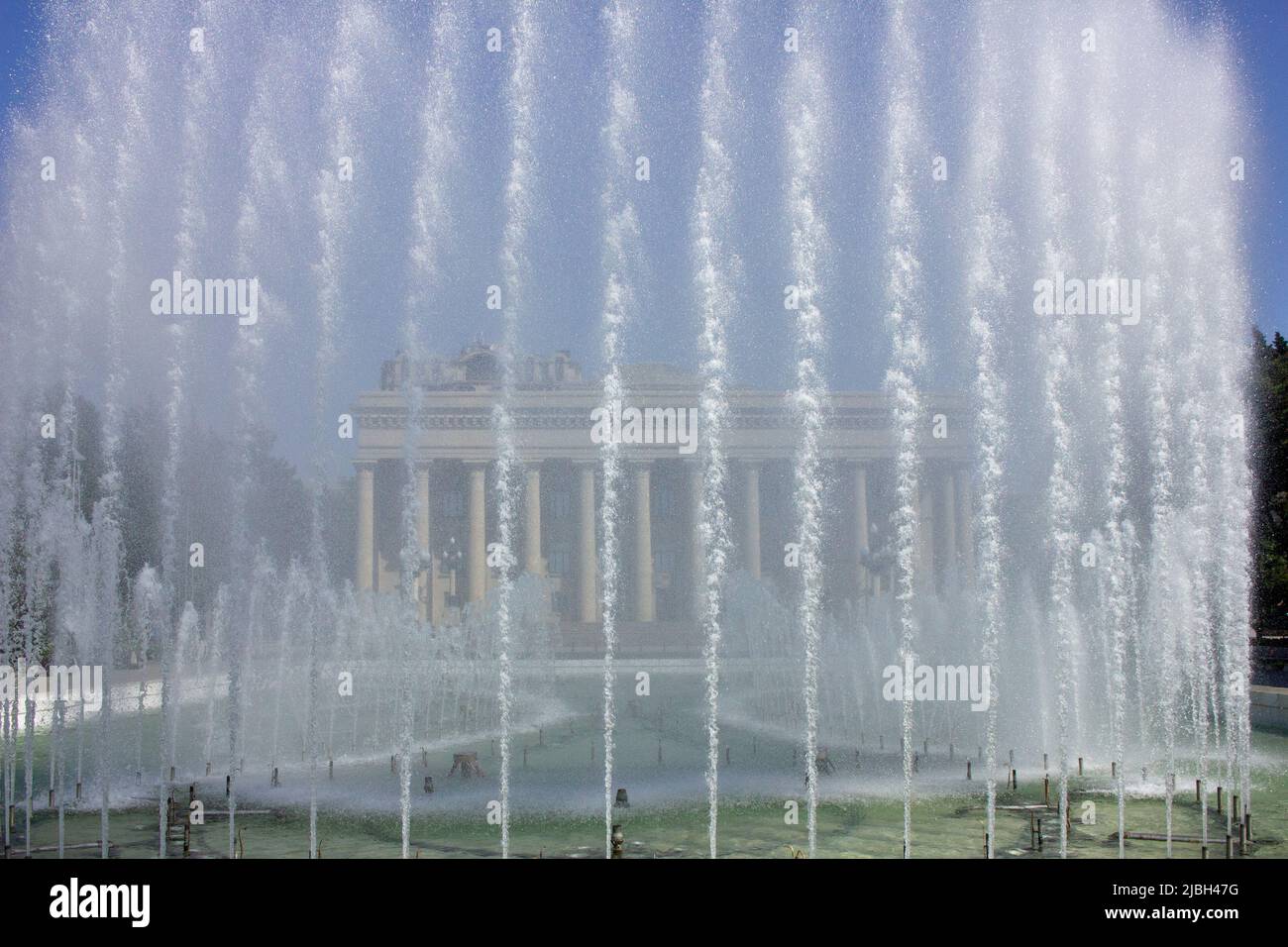 Vertical jets of the fountain on the boulevard. Baku. Azerbaijan Stock ...