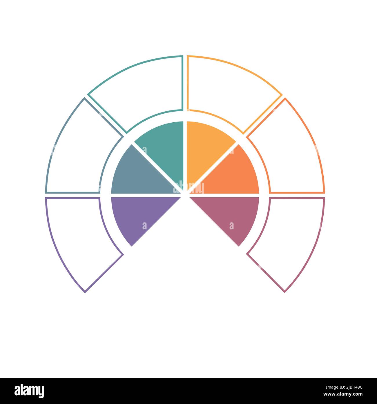 Semicircle template for design infographic 6 positions for text area ...