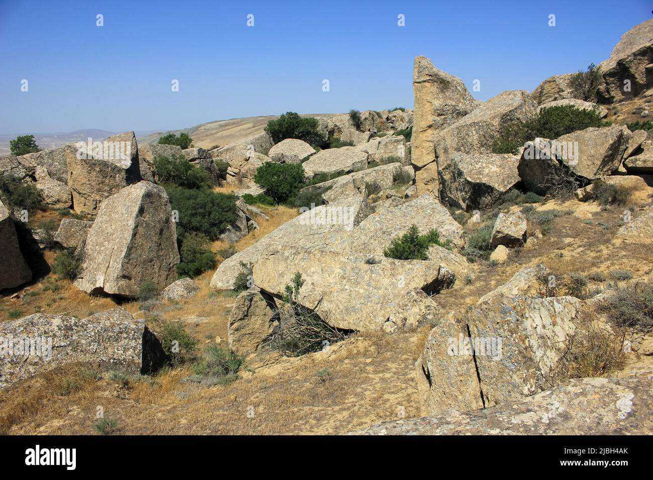 Large granite boulders in the mountains. The city of Primorsk ...
