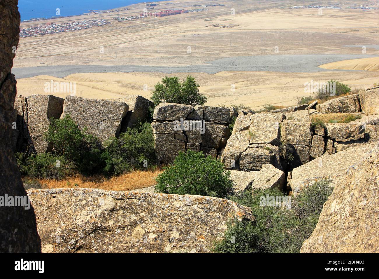 Large granite boulders in the mountains. The city of Primorsk ...