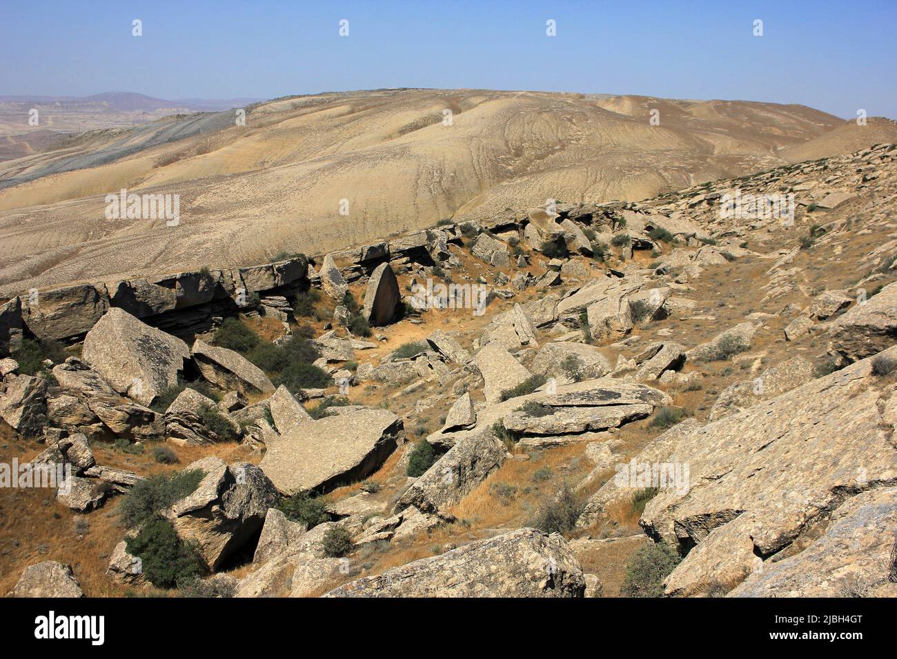 Large granite boulders in the mountains. The city of Primorsk ...
