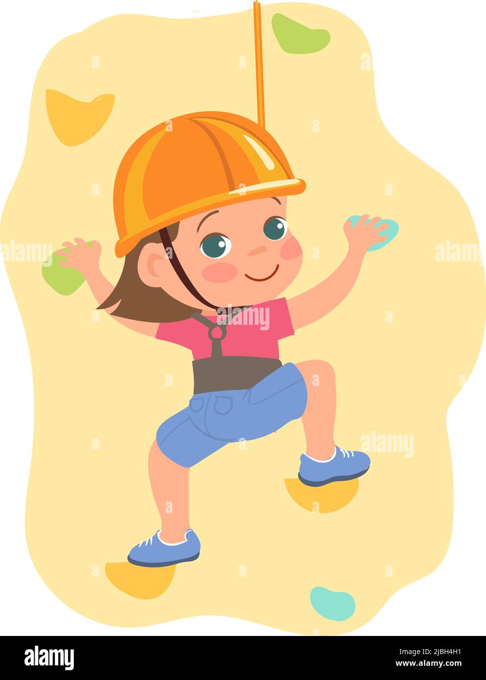 Kids climbing. Children sport activity. Teenagers clambering sheer ...
