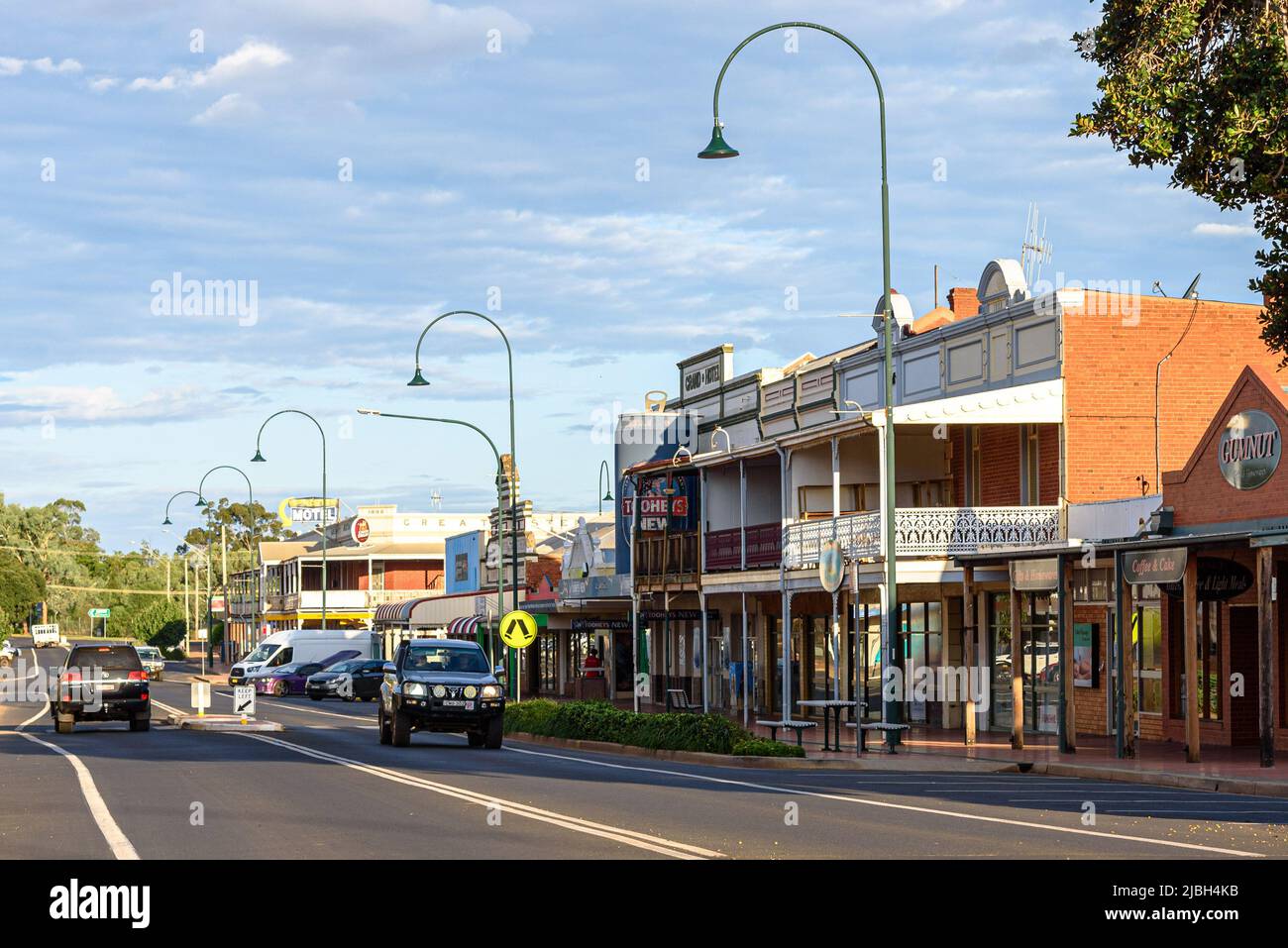 Shops and pubs along Marshall Street in Cobar, New South Wales Stock ...
