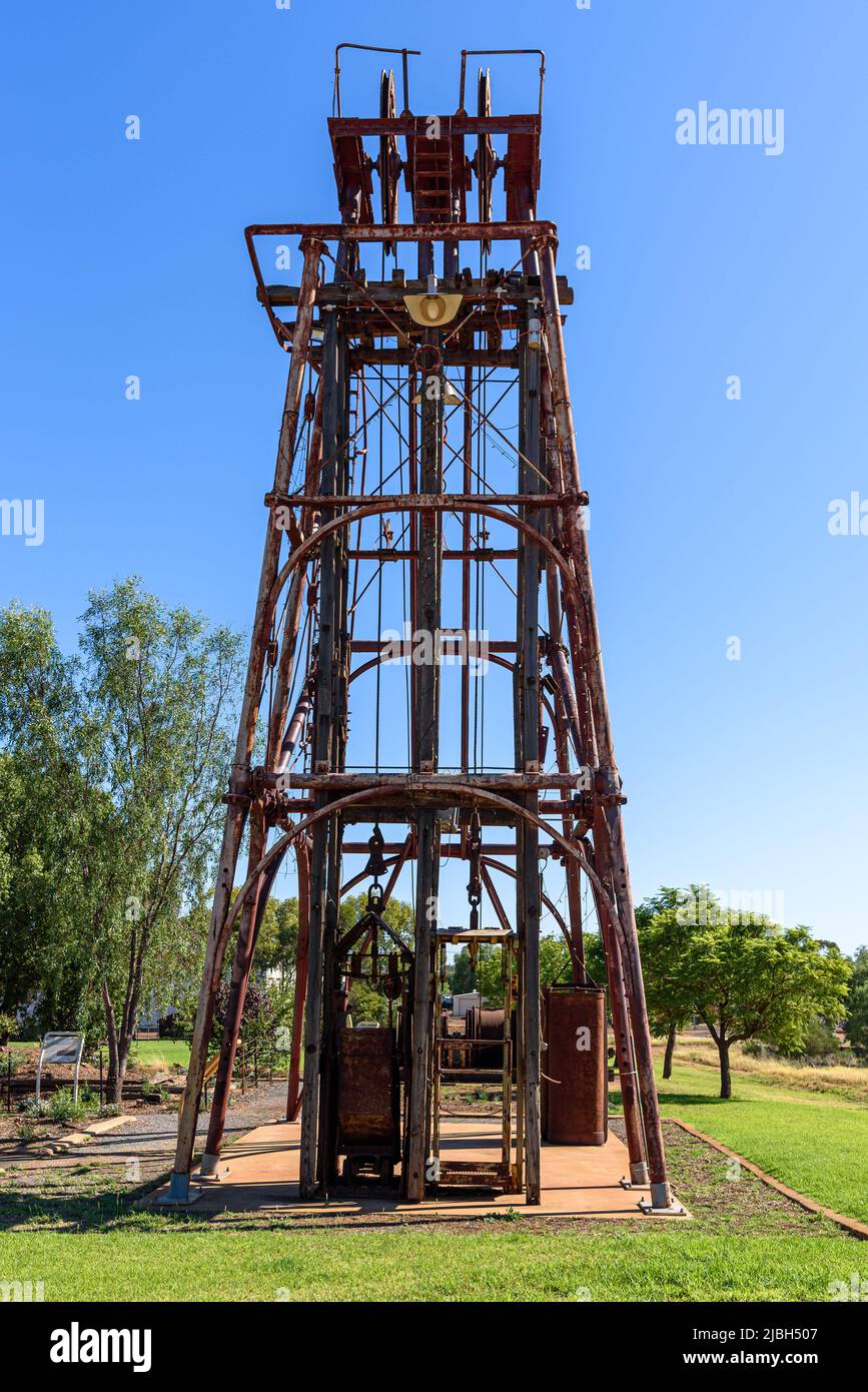 The poppet-head located at the Cobar Miners Heritage Park Stock Photo ...