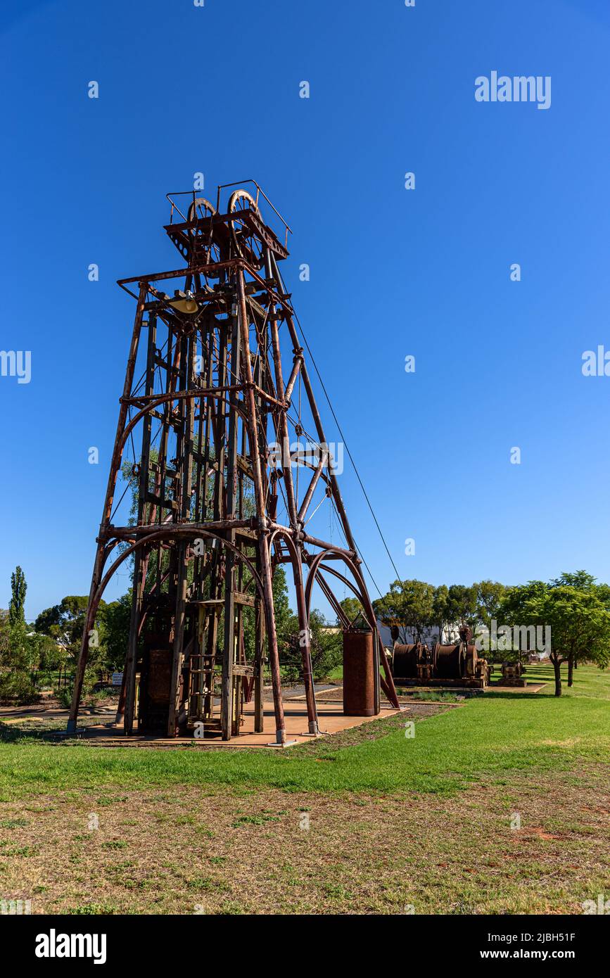 The poppet-head located at the Cobar Miners Heritage Park Stock Photo ...