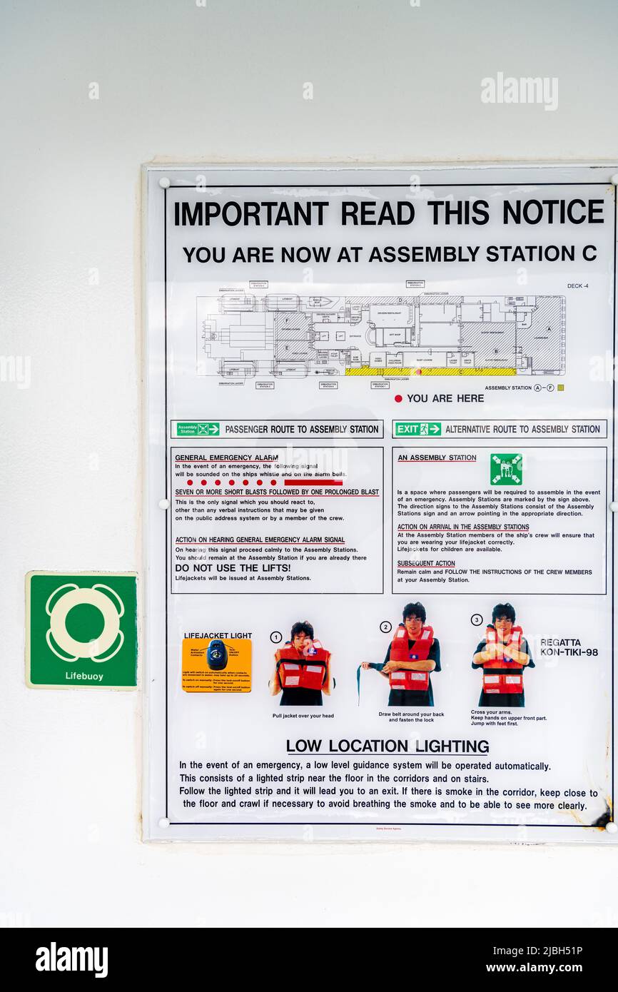 Muster station safety sign hi-res stock photography and images - Alamy