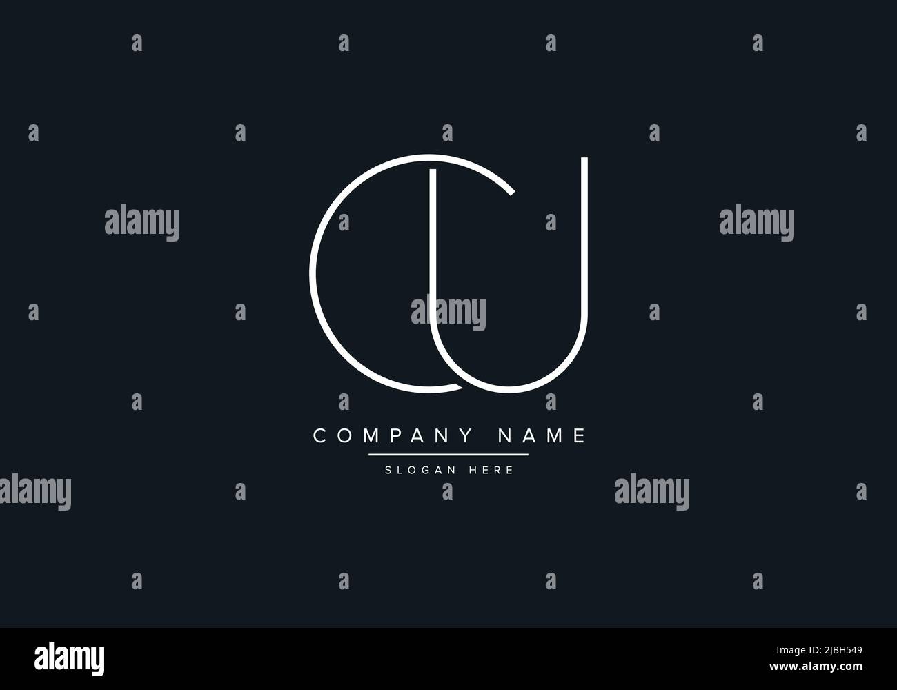 monogram CU alphabet initial line art logo vector, initial logo, logo ...