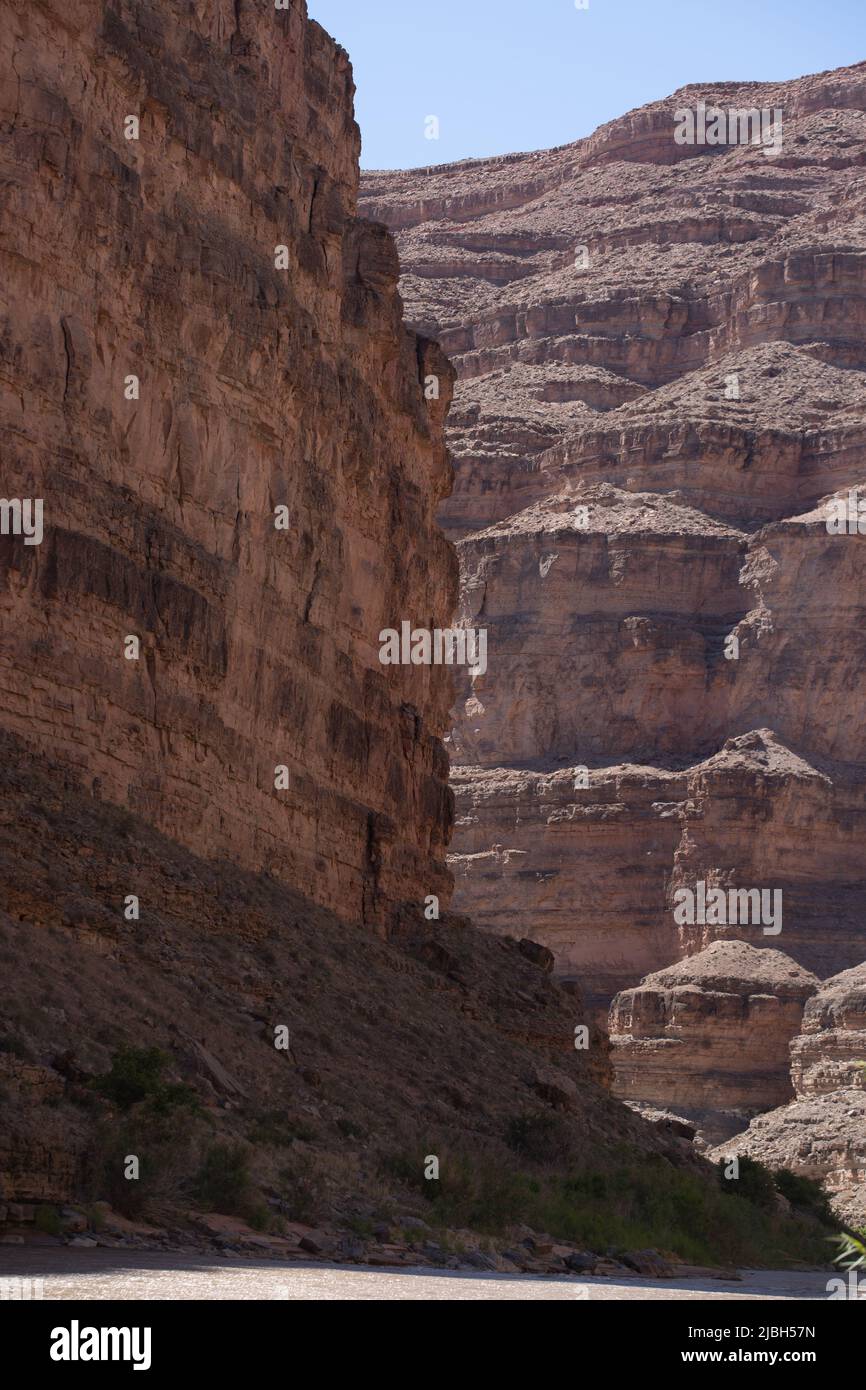 The natural beauty of rock formations and steep canyons along the San ...