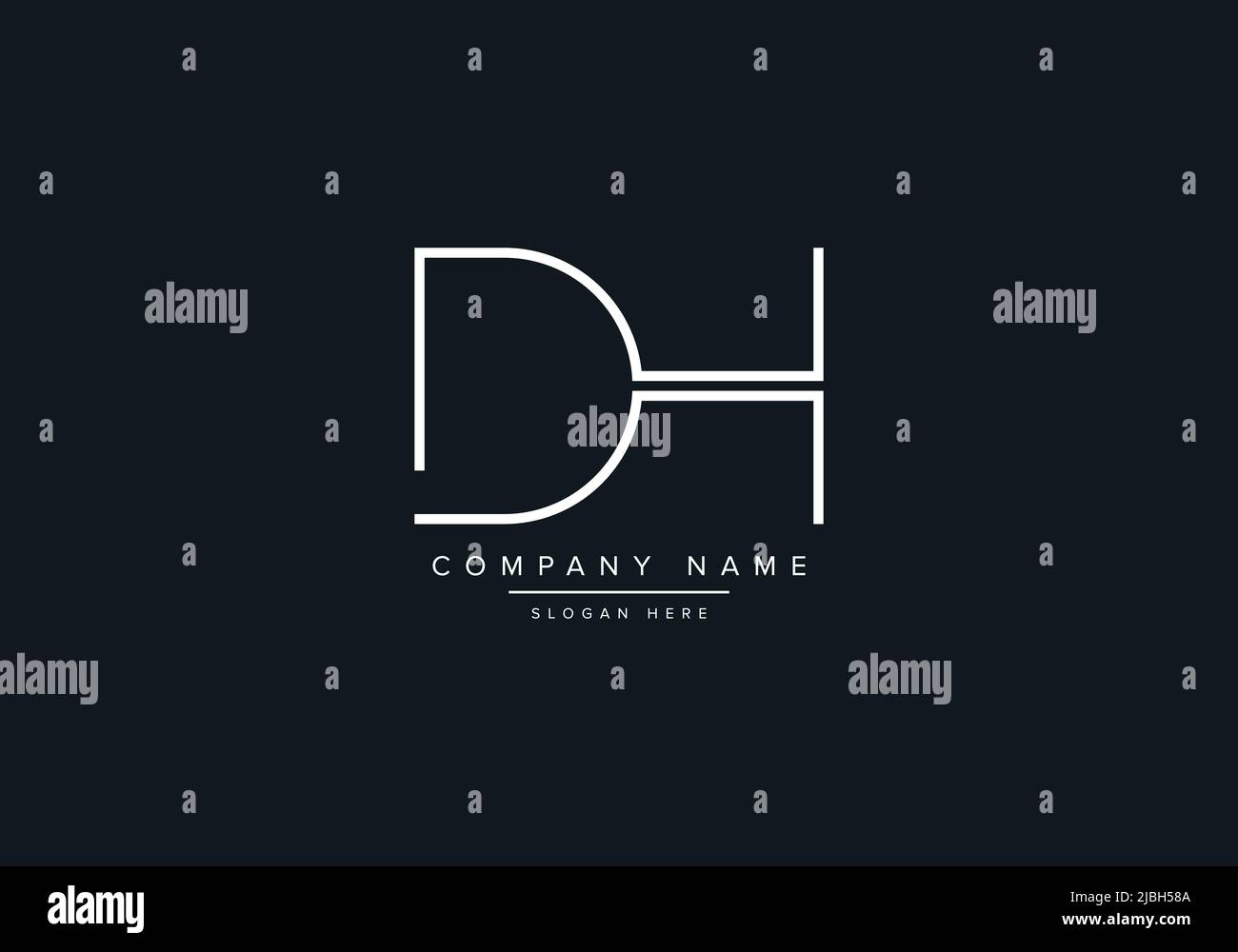 monogram DH alphabet initial line art logo vector, initial logo, logo ...