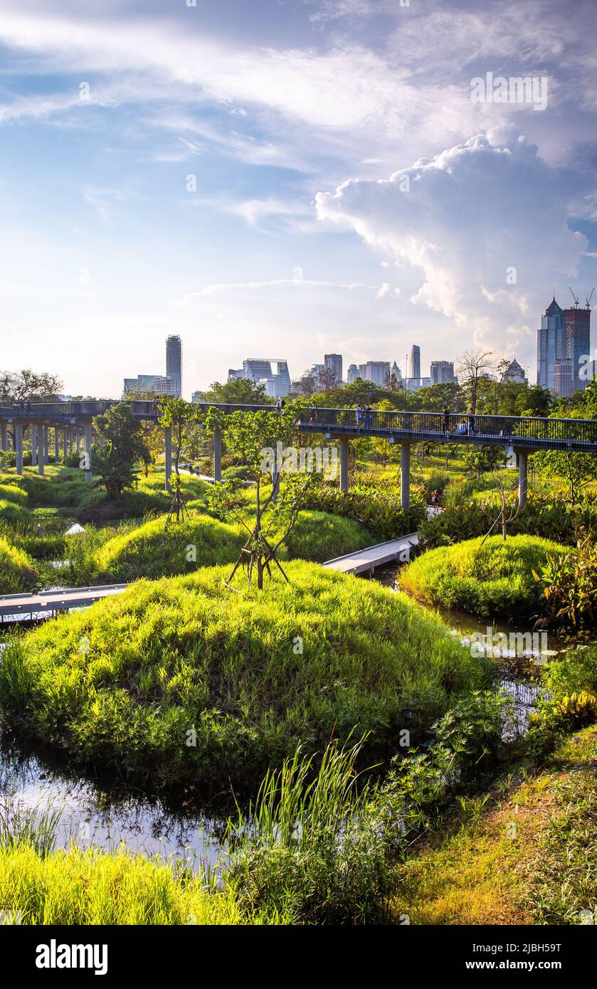 Benjakitti Park or Benchakitti forest park new design walkway in ...