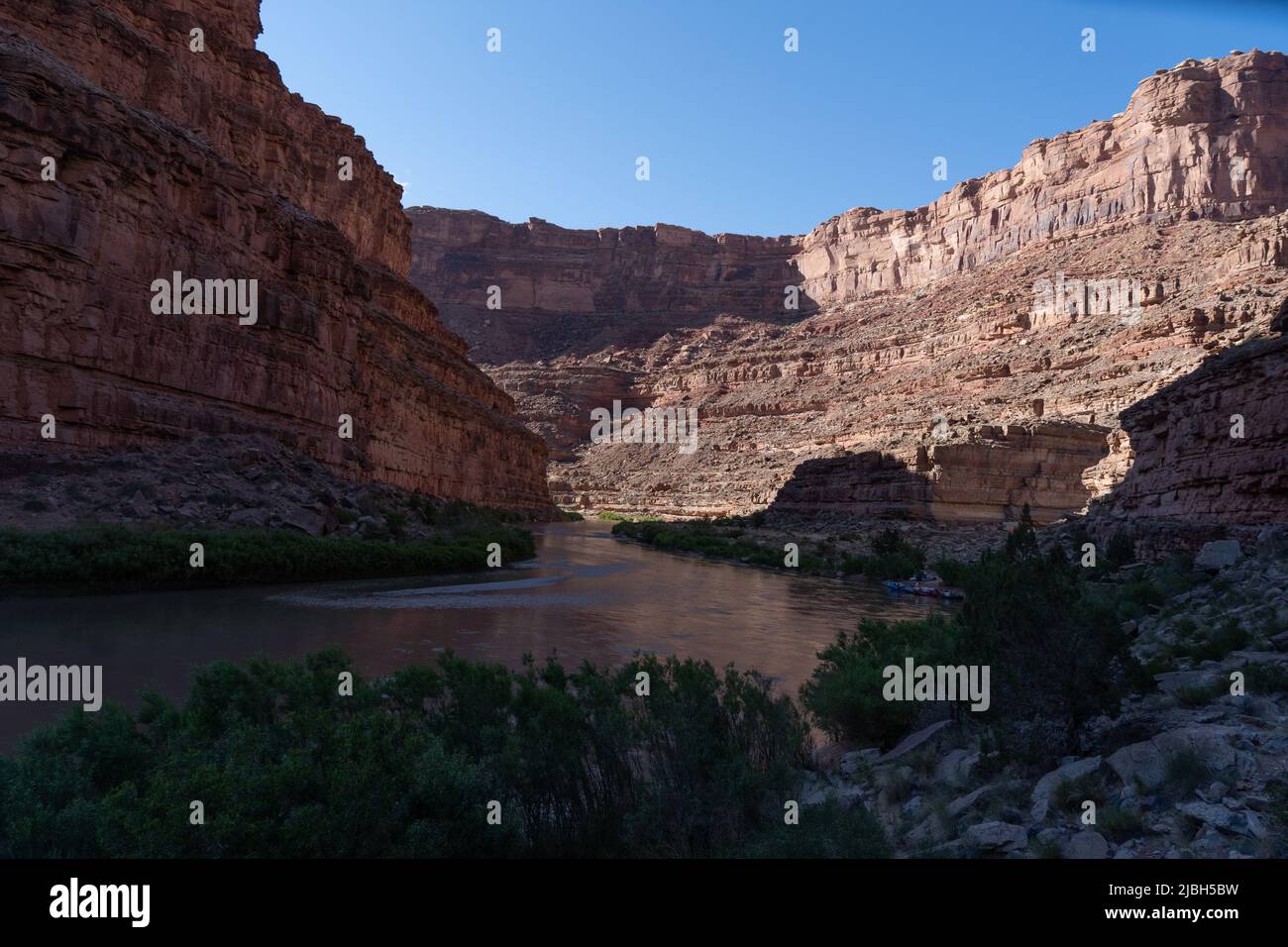 The natural beauty of rock formations and steep canyons along the San ...