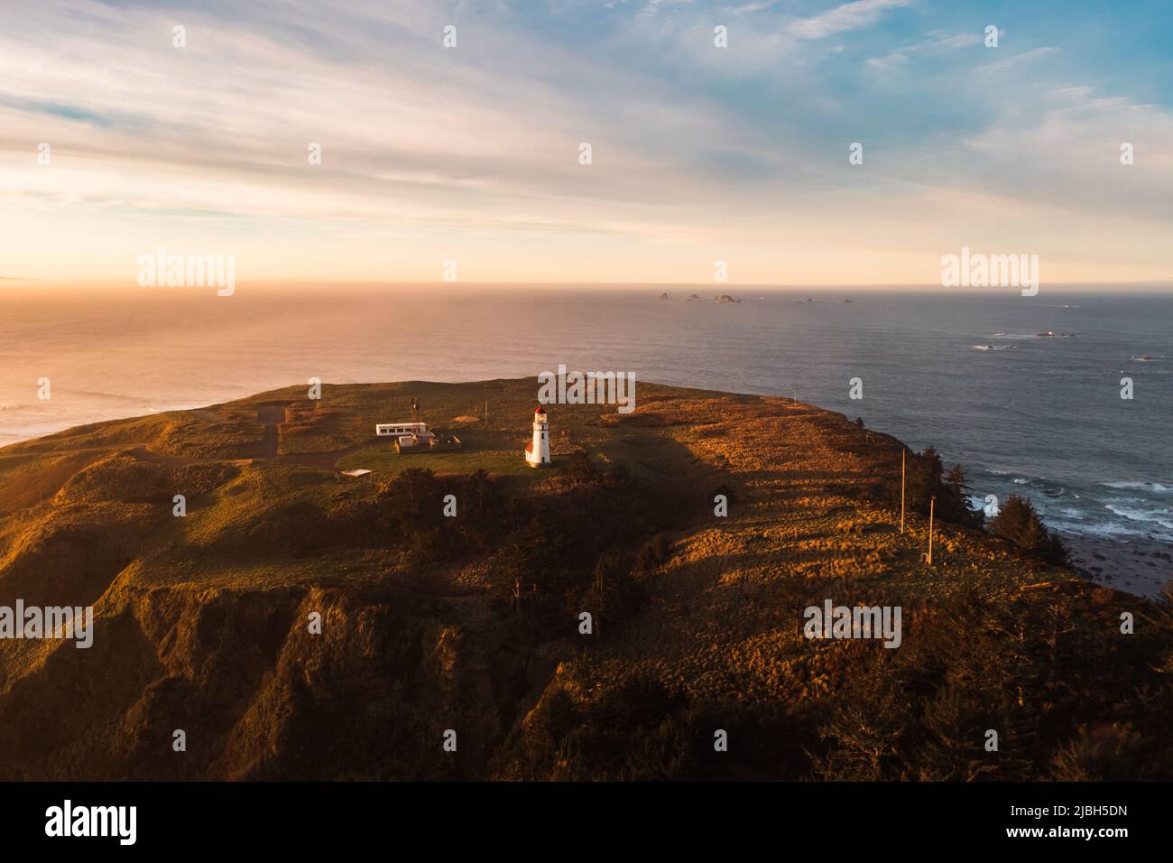 Cape Blanco Lighthouse at sunrise at the Oregon Coast Stock Photo - Alamy
