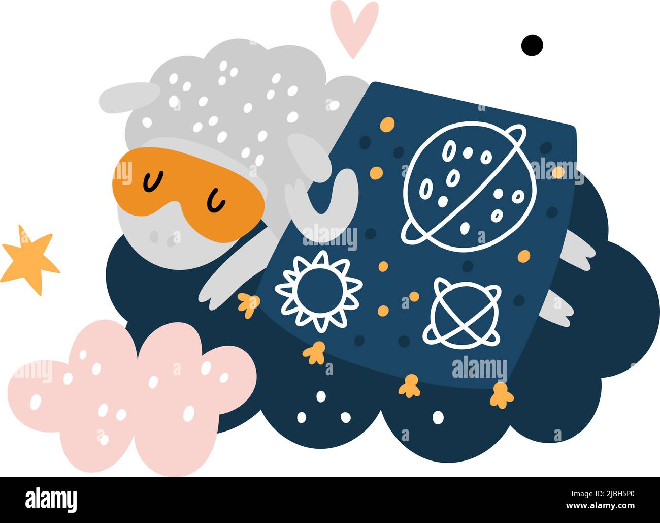 Sleepy cute animal. Baby creature dreaming in bed. Cartoon sheep ...