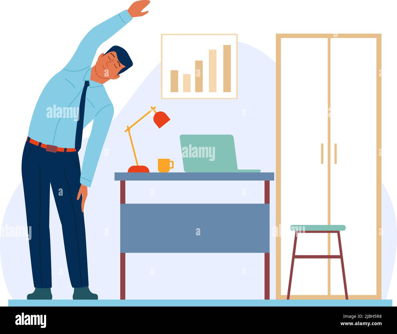 Workplace workout people. Man doing sport exercises in office. Healthy ...