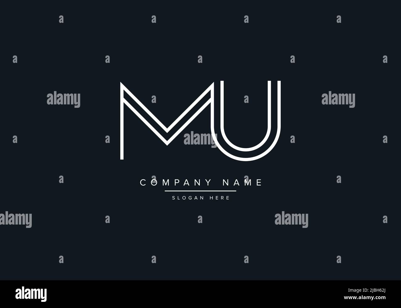 monogram MU alphabet initial line art logo vector, initial logo, logo ...