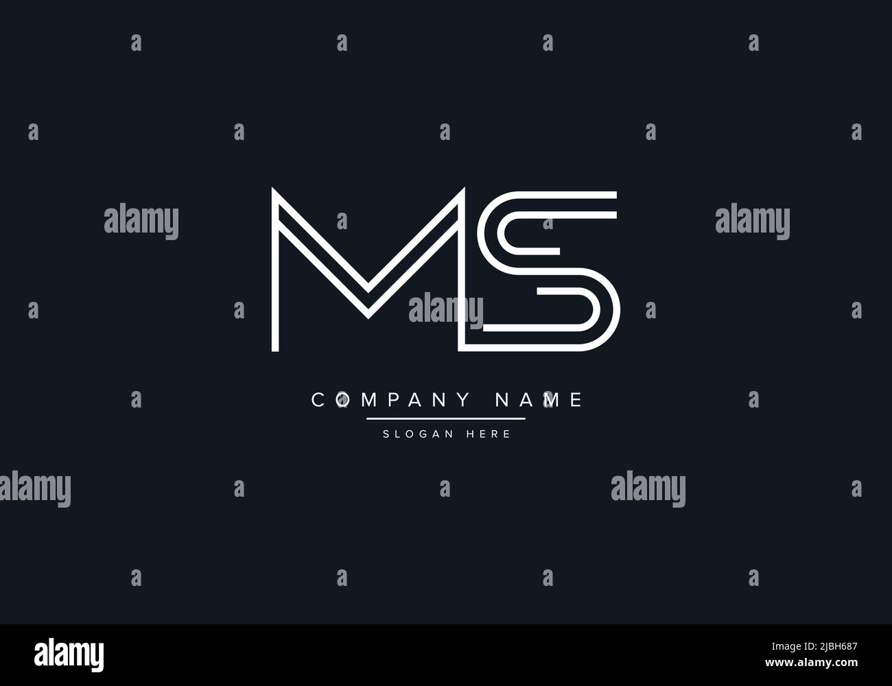 monogram MS alphabet initial line art logo vector, initial logo, logo ...