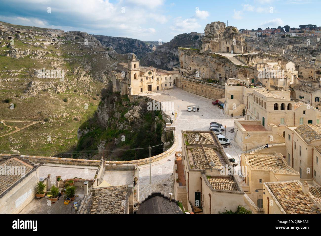Matera - The cityscape with and the walley and rock churches San Pietro ...