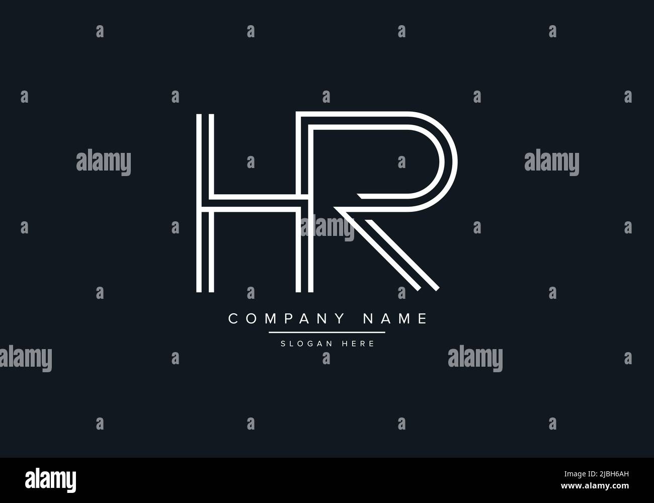 monogram HR alphabet initial line art logo vector, initial logo, logo ...