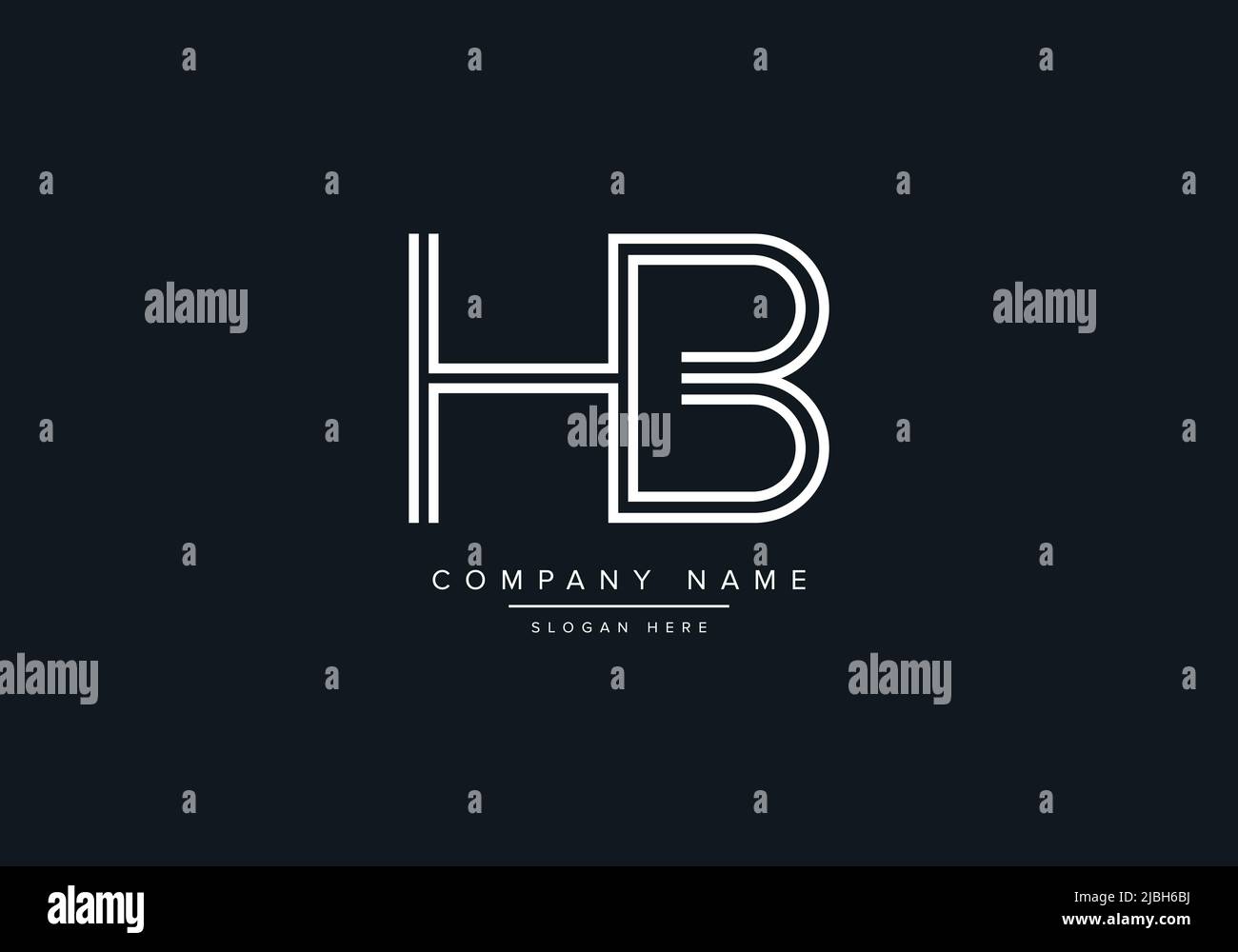 monogram HB alphabet initial line art logo vector, initial logo, logo ...