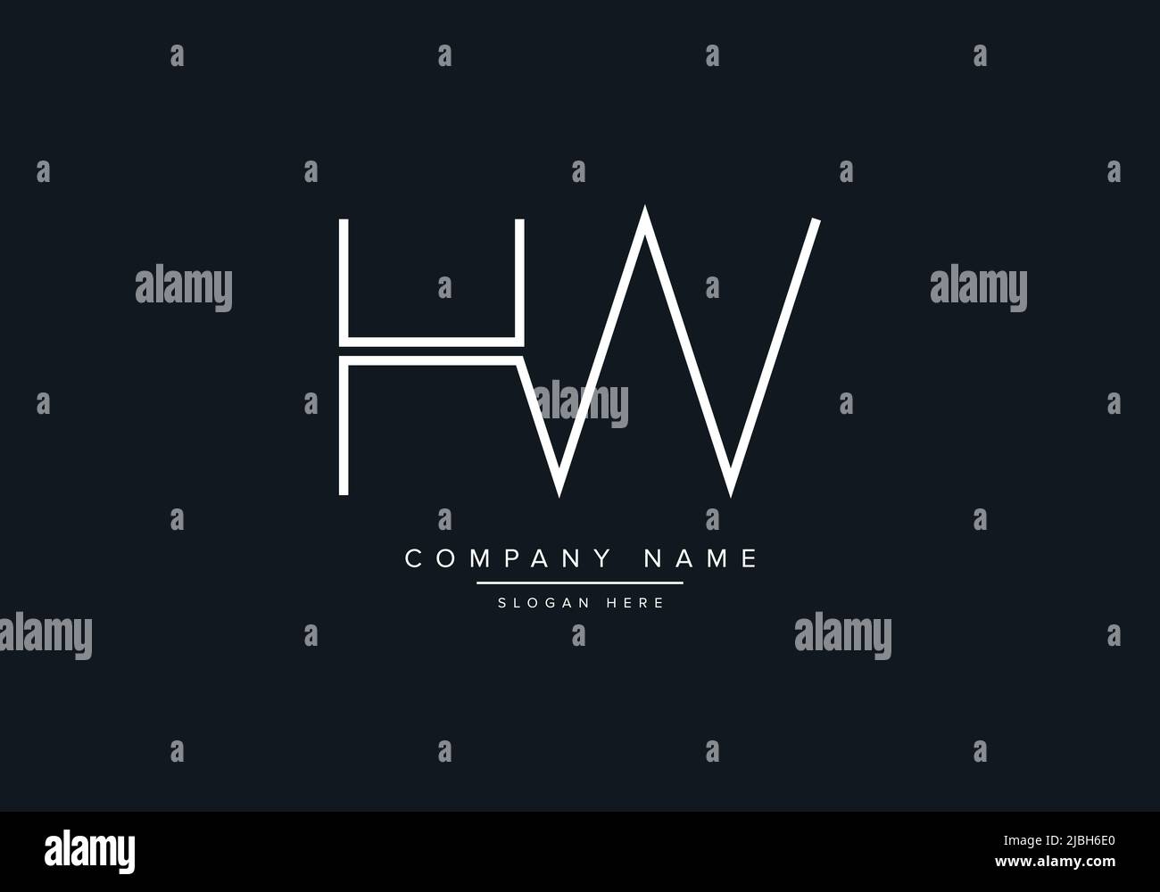 monogram HW alphabet initial line art logo vector, initial logo, logo ...