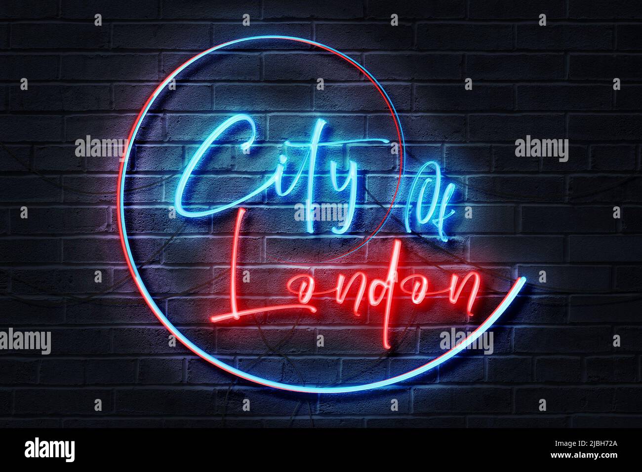City Of London Neon Sign on a Dark Wall Stock Photo - Alamy