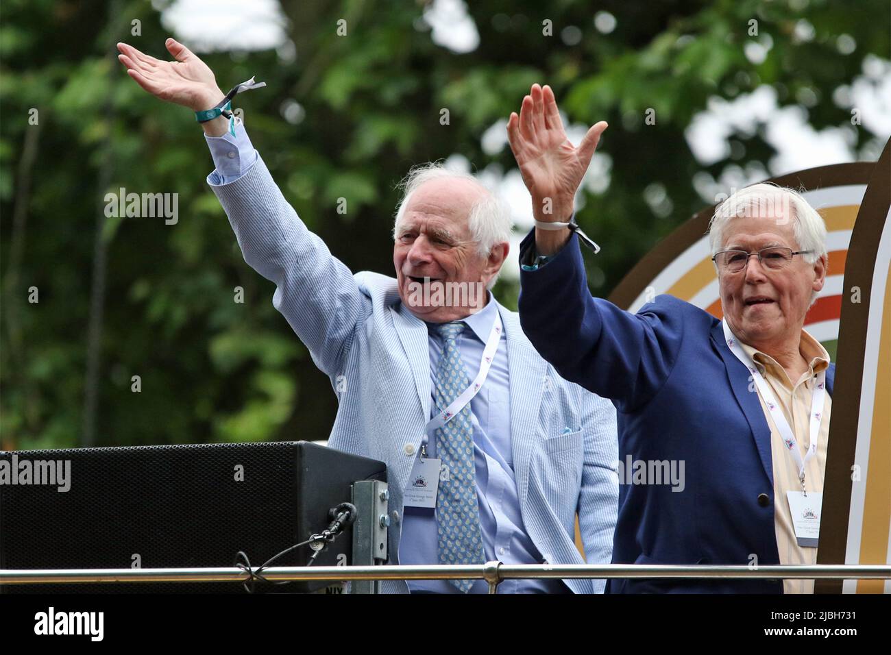 Television presenters and personalities Johnny Ball and John Craven on ...