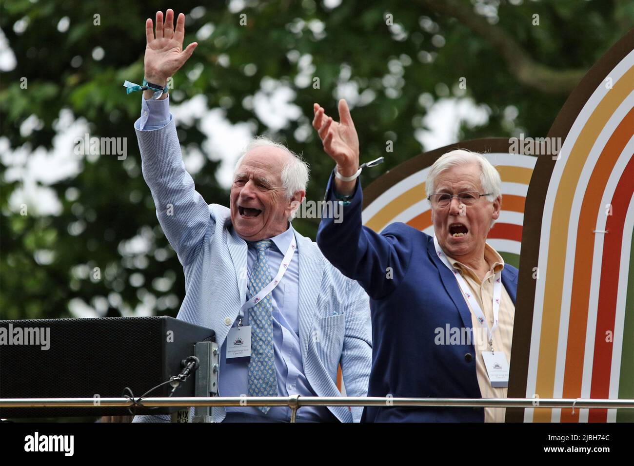 Television presenters and personalities Johnny Ball and John Craven on ...