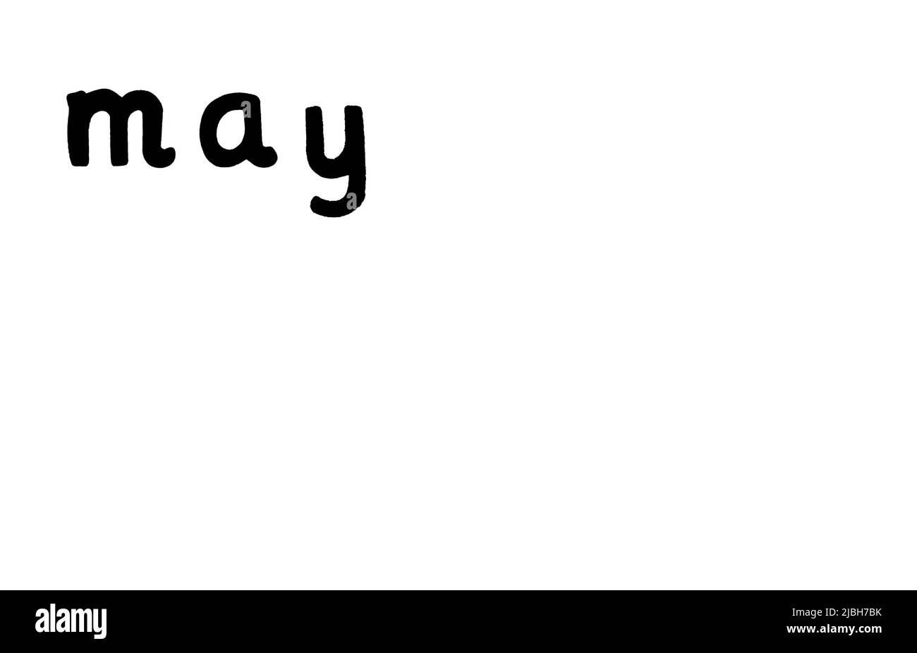 word with the name of the month May in black on a white background ...