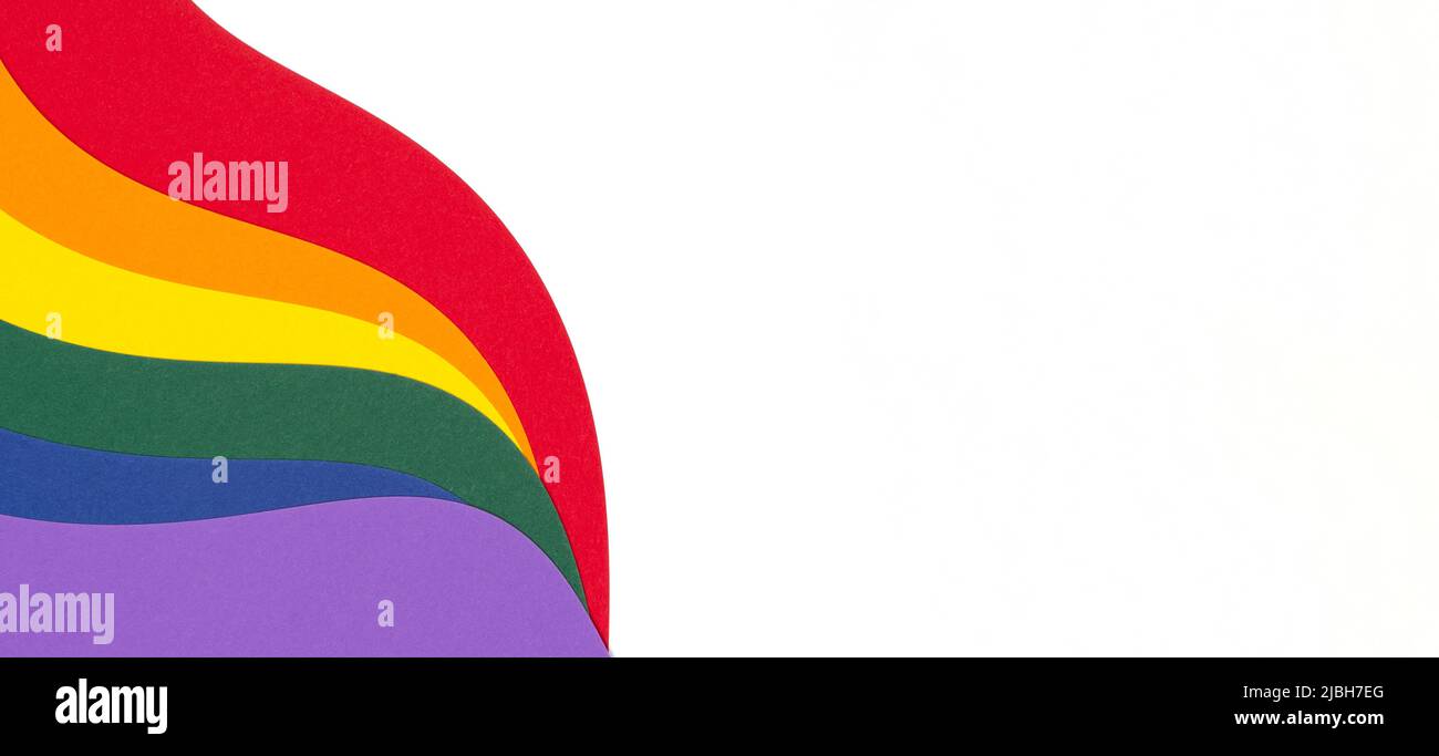 Lgbtq colors flag paper composition on white background. Rainbow colors ...
