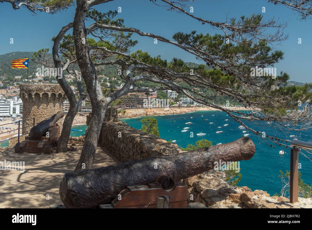 RUSTED OLD CANNONS CASTLE BATTLEMENTS TURRET OLD TOWN CAP DE TOSSA ...