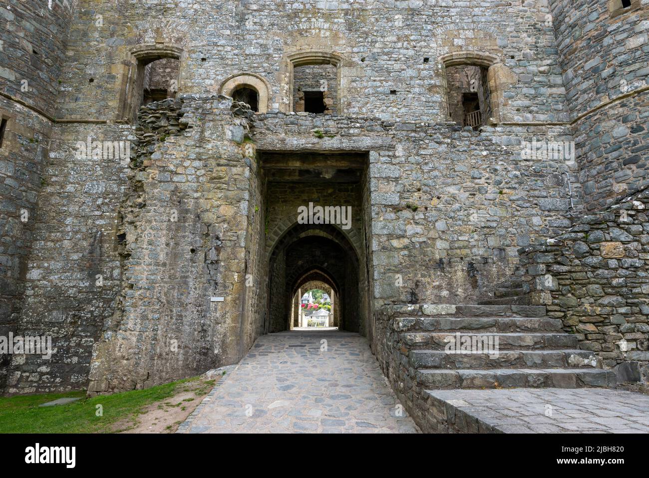 The entrance through the gatehouse at Harlech Castle, Gwynedd, North ...