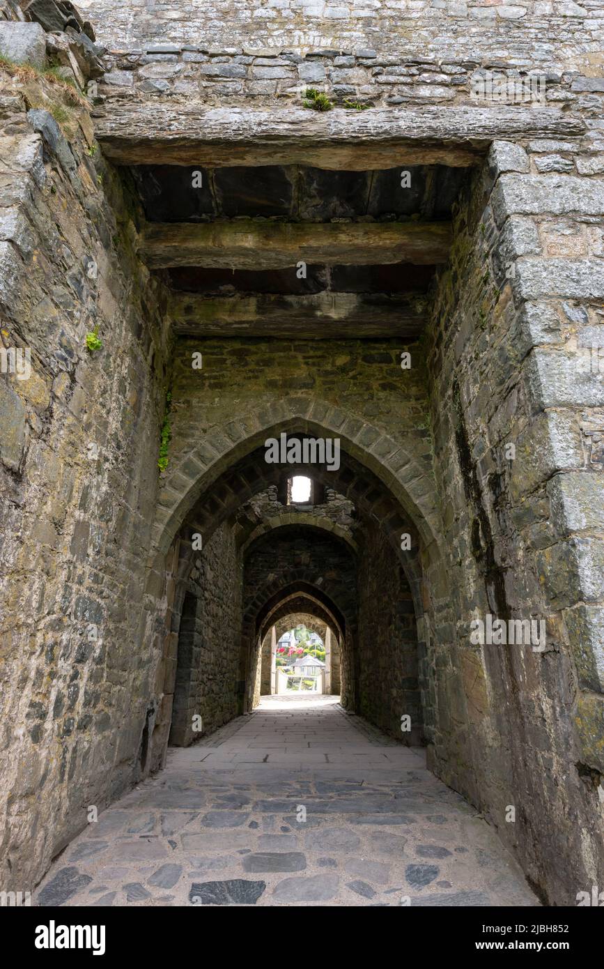 The entrance through the gatehouse at Harlech Castle, Gwynedd, North ...