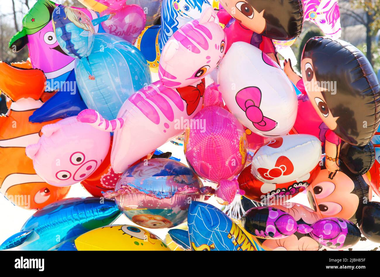 Balloons of shapes and colors for backgrounds Stock Photo - Alamy