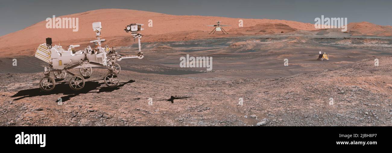 Mars Rover Perseverance Landed and mars polar lander.Elements of this ...