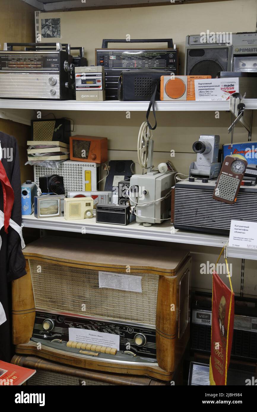 Collection of old radios from the period of the Soviet Union ...