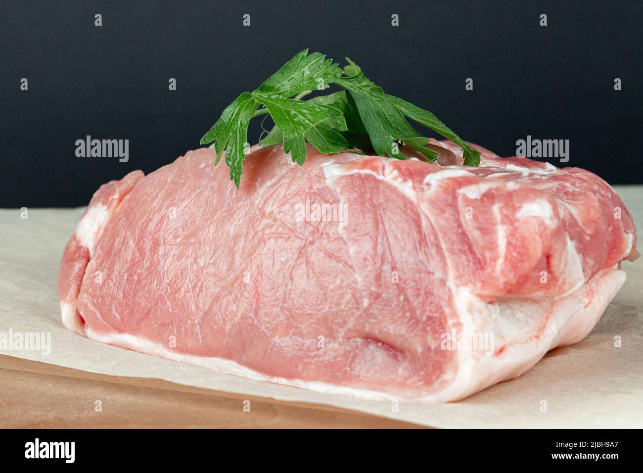 Fresh meat on dark background, Raw beef steak and spices for cooking on ...